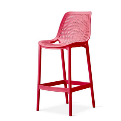 Gunez Bar Stool Quality - Red Premium by B&Q | ufurnish.com