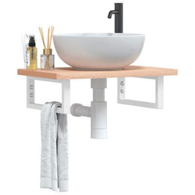 Berkfield Basin Shelf Wall Mounted Steel And Solid Wood Beech by B&Q ...