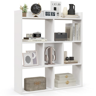 Costway 7 Cubes Open-Back Bookshelf Home Storage Display Shelf Wooden ...