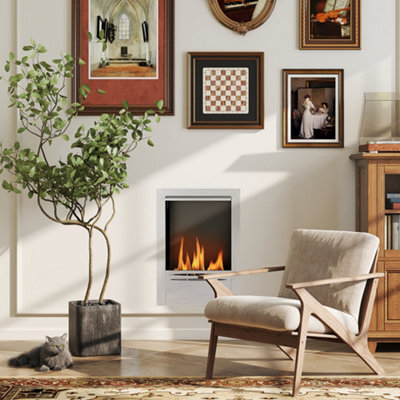Homcom Stainless Steel Bioethanol Fire, Indoor Ethanol Fireplace Insert ...
