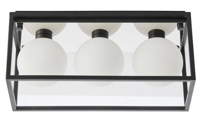 Aquarius Lumen Box Ceiling Light Matt Black by B&Q | ufurnish.com
