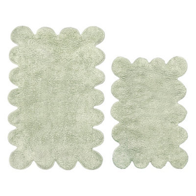 Allure Bath Fashions Two Piece Scallop Bath Mat Set - Sage Green by B&Q ...