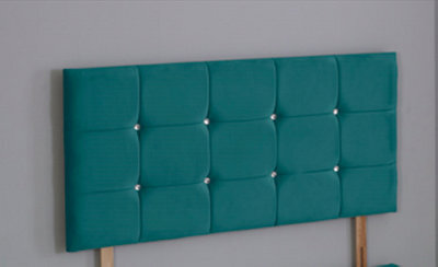 Comfy Deluxe 6Ft Superking 20Inch Green Plush Cube Headboard by B&Q ...