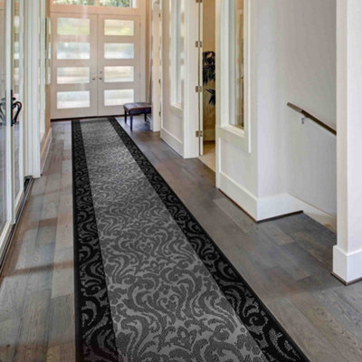 Baroque Black Hall Runner Carpet Runner Rug by B&Q | ufurnish.com