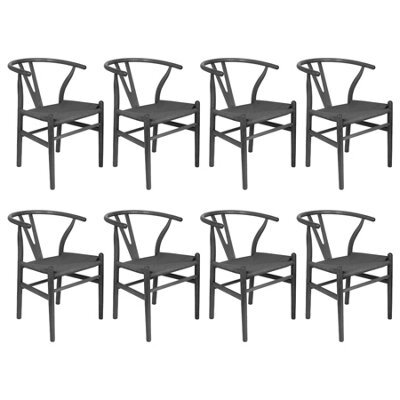 Nicholas Winter 8X Beech Wooden Danish Style Dining Chairs - Black ...