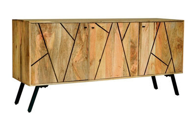 Buttercup Farm Amar 3 Door Sideboard - Iron Base - Mango Wood/iron ...