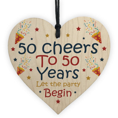 Red Ocean 50Th Birthday 50 Cheers To 50 Years Funny Wooden Heart Sign ...