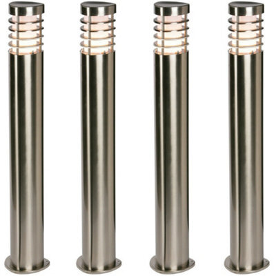 4 Pack Outdoor Garden Bollard Light Brushed Steel 9.2W Path Led Lamp Post Ip44 by B&Q | ufurnish.com