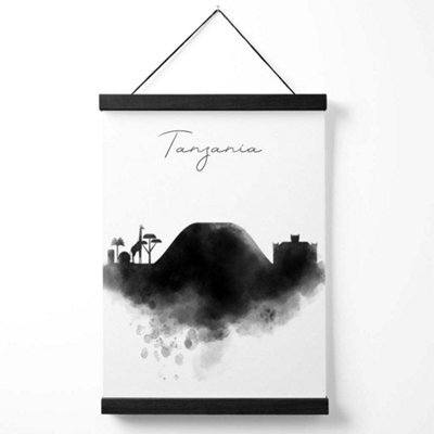 Artze Wall Art Tanzania Watercolour Skyline City Art Print With Black ...