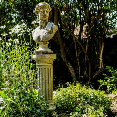 Classical David Bust On Tall Column by B&Q | ufurnish.com