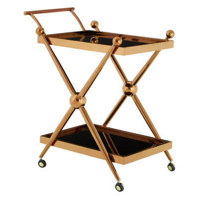Orsina Elegant 2 Tier Rose Gold And Cross Design Trolley, Durable ...