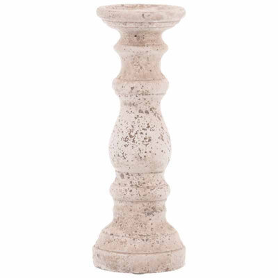 Small Stone Ceramic Column Candle Holder by B&Q | ufurnish.com