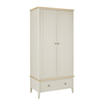 Statement Furniture Pembroke Double Wardrobe With Oak Top - Pebble by B ...