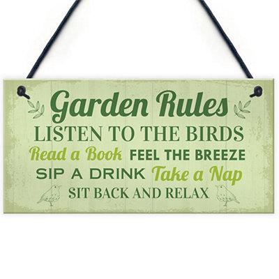 Red Ocean Novelty Garden Rules Sign For Garden, Garden Shed Or Summer ...