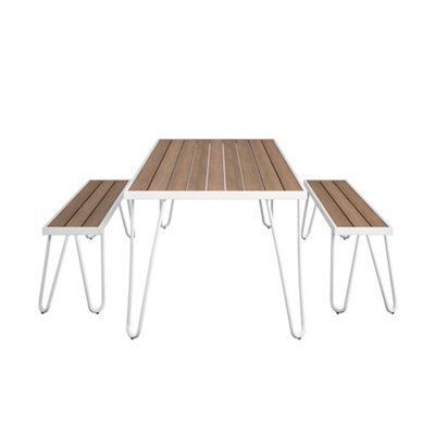 Novogratz Paulette Table And Bench Set In White by B&Q | ufurnish.com