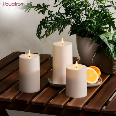 Powatron Led Candles Scented Real Wax Set Of 3 Pack Battery Operated ...
