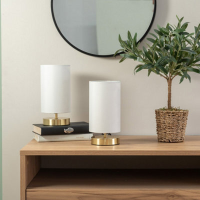 Valuelights Francis Pair Of Gold Touch Table Lamps With White Shade by ...