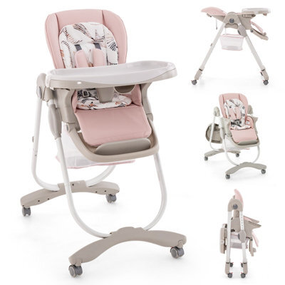 Costway Folding Baby High Chair Height Adjustable Convertible High ...