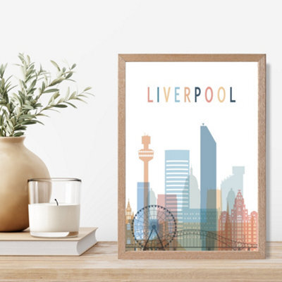 Artze Wall Art Liverpool Colourful City Skyline Framed Print Size: A4 ...