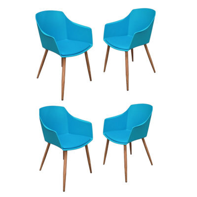 Life Interiors Set Of 4 Eden Dining Chairs With Leather Cushions Dining ...