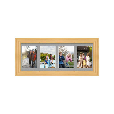 AK Frames 50X20Cm Light Oak Classic Multi Photo Frame With Silver Mount ...