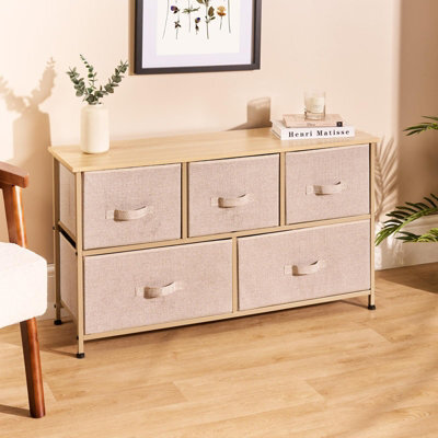 Ohs Brooklyn 5 Chest Of Canvas Drawers Organiser With Wood Top by B&Q ...