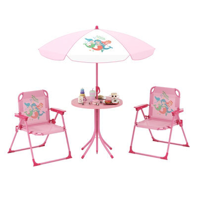 Gainoom Kids Pink Picnic Table & Chair Set Collapsible Toddler Activity ...