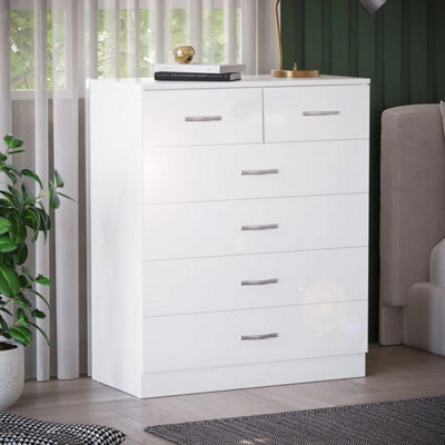 SquareBoxx Chiswick Gloss White 6 Drawer Modern Tower Chest Of Drawers ...