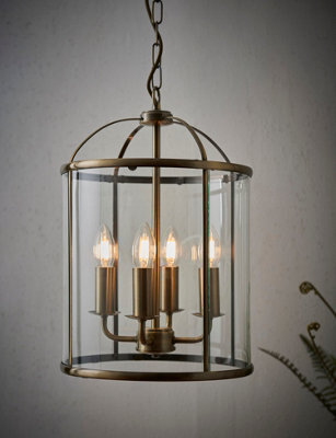Anson Lighting Powell 4Lt Pendant Light Finished In Antique Brass Plate ...