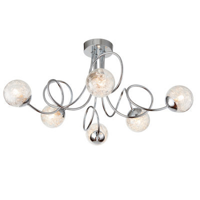 Anson Lighting Fabia Chrome Effect Modern 6 Light Semi Flush Ceiling ...