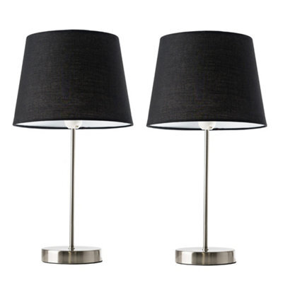 Valuelights Pair Of - Modern Standard Table Lamps In Satin Nickle ...