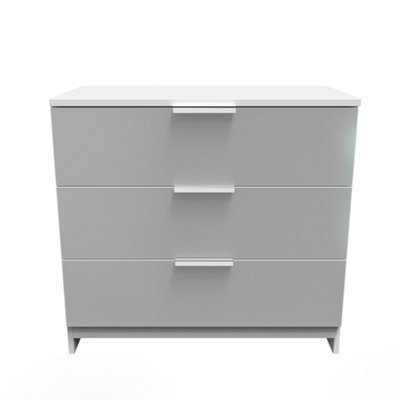 Poole 3 Drawer Chest In Uniform Grey & White (Ready Assembled) by B&Q ...