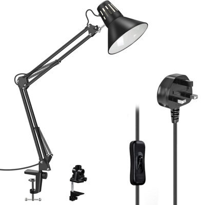 Milpoel Desk Lamp, Metal Swing Arm Table Clip On Light, E 27 Holder ...