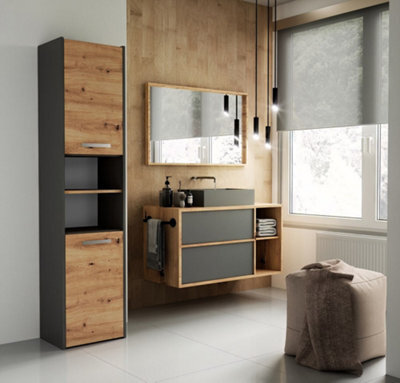 S40 Bathroom And Kitchen Cabinet Anthracite Artisan Oak by B&Q ...