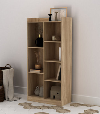 Urbn-Living Urbnliving 128Cm Height Tall Oak Wooden 7 Cube Bookcase ...