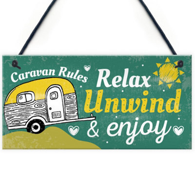 Red Ocean Funny Caravan Rules Sign Novelty Hanging Plaque Wall Door Garden Sign Retirement ...