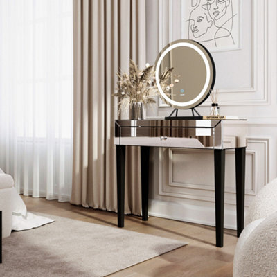 CARME Home Laguna Silver Dressing Table With Lillia Black Led Mirror by ...