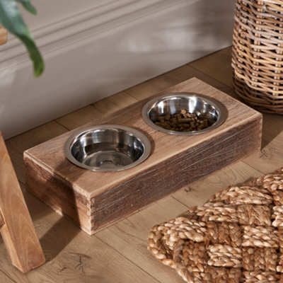 Dibor Premium Wooden Dog Feeding Station With Stainless Steel Bowls by ...