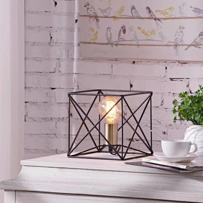 Lighting123 Geosphere Table Lamp Light Fixture Metal Cage For Reading ...