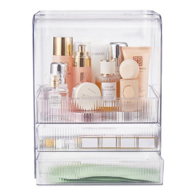 Living And Home Transparent 3-Tier Transparent Cosmetics Storage ...