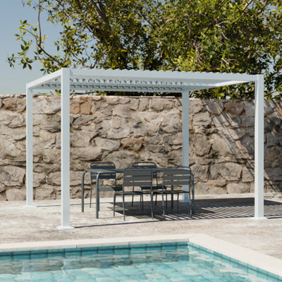 Sweeek - Louvered Pergola Aluminium And Steel 3 X 3M White - Palace by ...