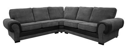 Big Corner Sofa Suite Tango Jumbo Cord Fabric Seater Black/grey by B&Q ...