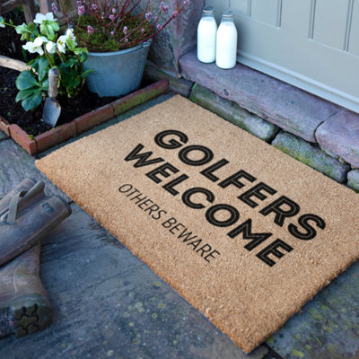 Artsy Doormats Golfers Welcome Others Beware Doormat (90 X 60Cm) by B&Q ...