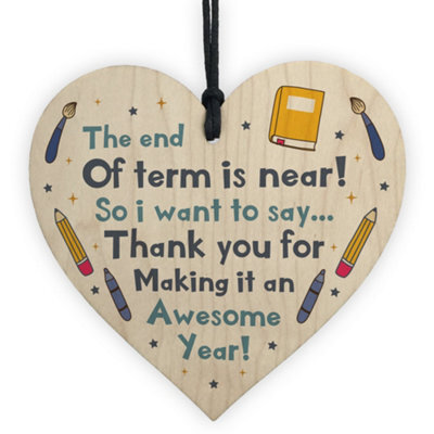 Red Ocean Teacher Gift Poem Hanging Heart Thank You Teacher Assistant ...