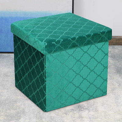 Foldable Velvet Lattice Trellis Storage Box Ottoman Cube 38Cmx38Cm For ...