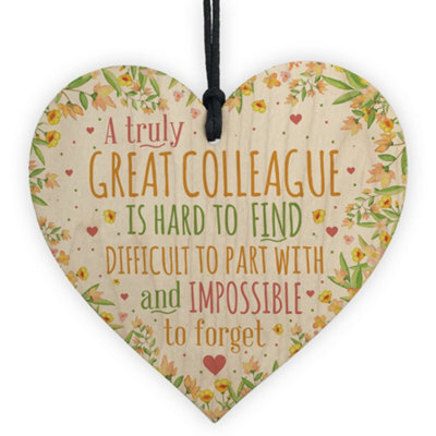 Red Ocean Colleague Birthday Gifts Thank You Wooden Heart Leaving Gift ...
