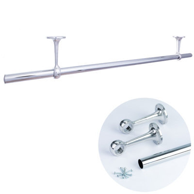 Mkgt Polished Chrome Hanging Rail Set 25mm Round Metal Wardrobe Shop ...