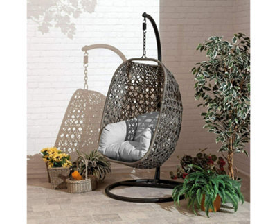 Suntime Brampton Single Cocoon Hanging Rattan Egg Chair With Grey ...