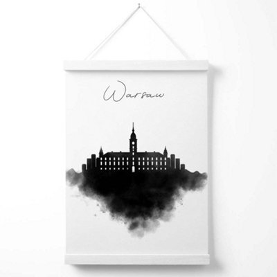 Artze Wall Art Warsaw Watercolour Skyline City Art Print With White ...