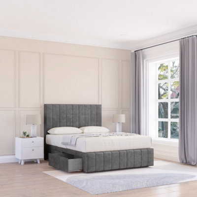 "Sloomy 5Ft Monaco Plush Pebble Bed Set With 2 Drawers & Footboard ...